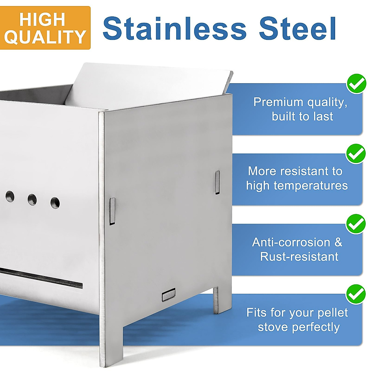 Criditpid 86624 Burn Pot Replacement for Vogelzang VG5790, VG5770 Pellet Stove, Stainless Steel Firepot for US Stove King KP130, 5502M, Ashley 5500 5500M 5500XL Pellet Stoves.