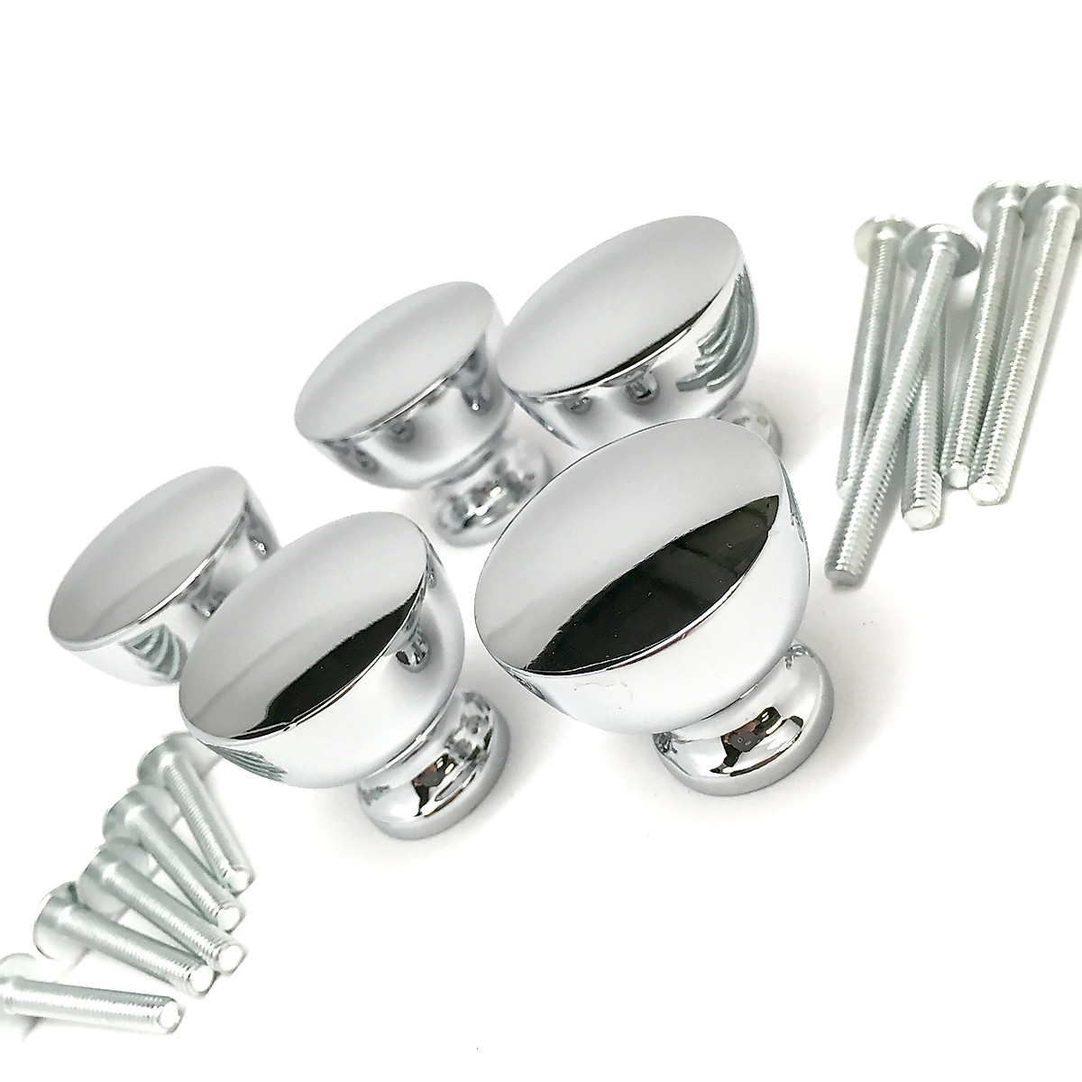 Southern Hills Polished Chrome Cabinet Knobs - Pack of 5 - Round Cabinet Knobs - Kitchen Drawer Pulls - Vanity and Dresser Knobs SHKM013-CHR-5