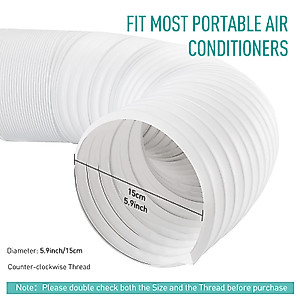 AGPTEK Exhaust Hose for Portable Air Conditioner, 5.9 Inch Diameter AC Vent Hose, Replacement for 5.9 inch Exhaust Vent Tube -Counter Clockwise Thread, 59 Length