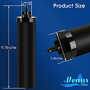 Venusfilter BB9-2 Water Filter Replacement for Berkey Water Filter, Compatible with Purifiers Gravity Filter System,Propur Traveler,King, Big Series and Doulton Super Sterasyl(Black-2 Pack)
