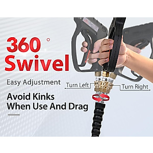 YAMATIC 3/8" Pressure Washer Hose 50FT Hot Water Power Washer Hose Max 212°F with Swivel Quick Connect, 4000 PSI Commercial Grade Steel Wire Braided & Synthetic Rubber Jacket, Kink Resistant