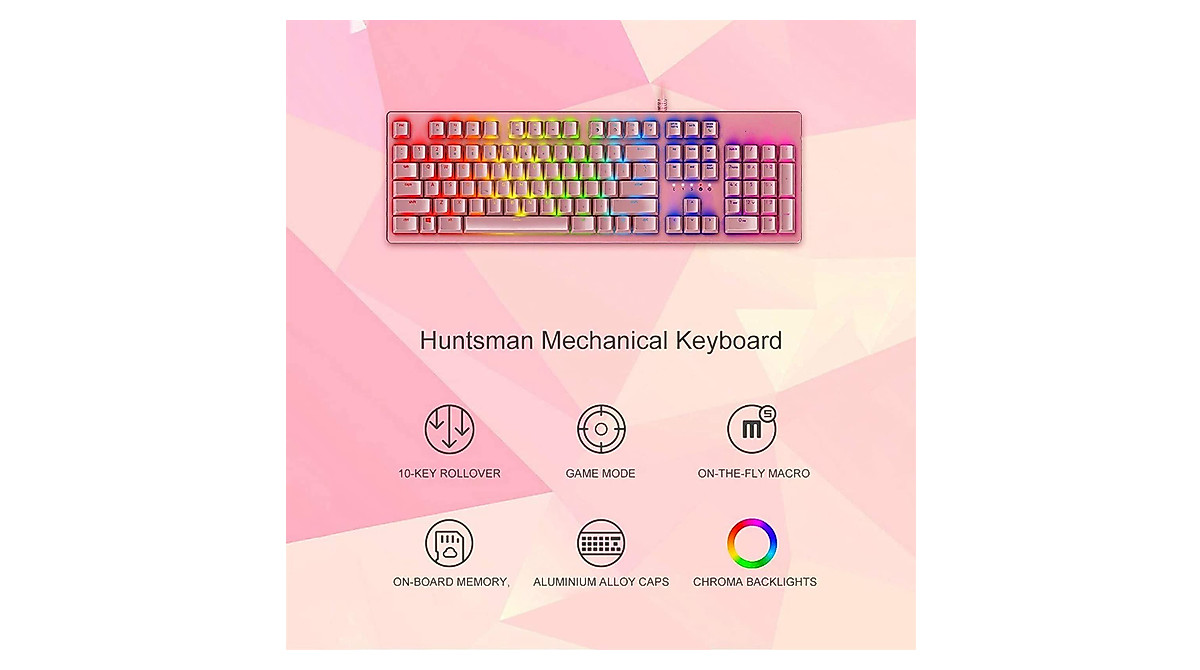 RGB Mechanical Gaming Keyboard Pink - Light & Fast for Windows