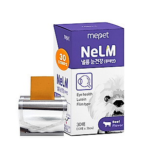 Mepet Eye Support for Dogs - Mouth Dissolving Strips, Eye Care and Vision Supplement - Antioxidants, Lutein, Beta-Carotene, Vitamin C & E for Eye Infection - Pet Health Supplies - Beef, 30 Strips