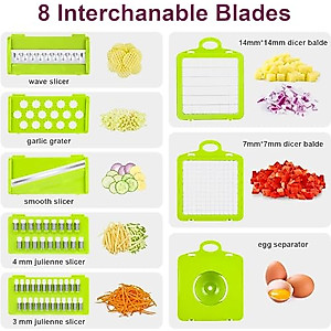 RedRoko Vegetable Chopper with Container - Multifunctional Vegetable Cutter, Veggie Chopper, Onion Cutter, Kitchen Choppers and Dicers, Fruit and Vegetable Chopper, 16 in 1 Food Chopper with 8 Blades