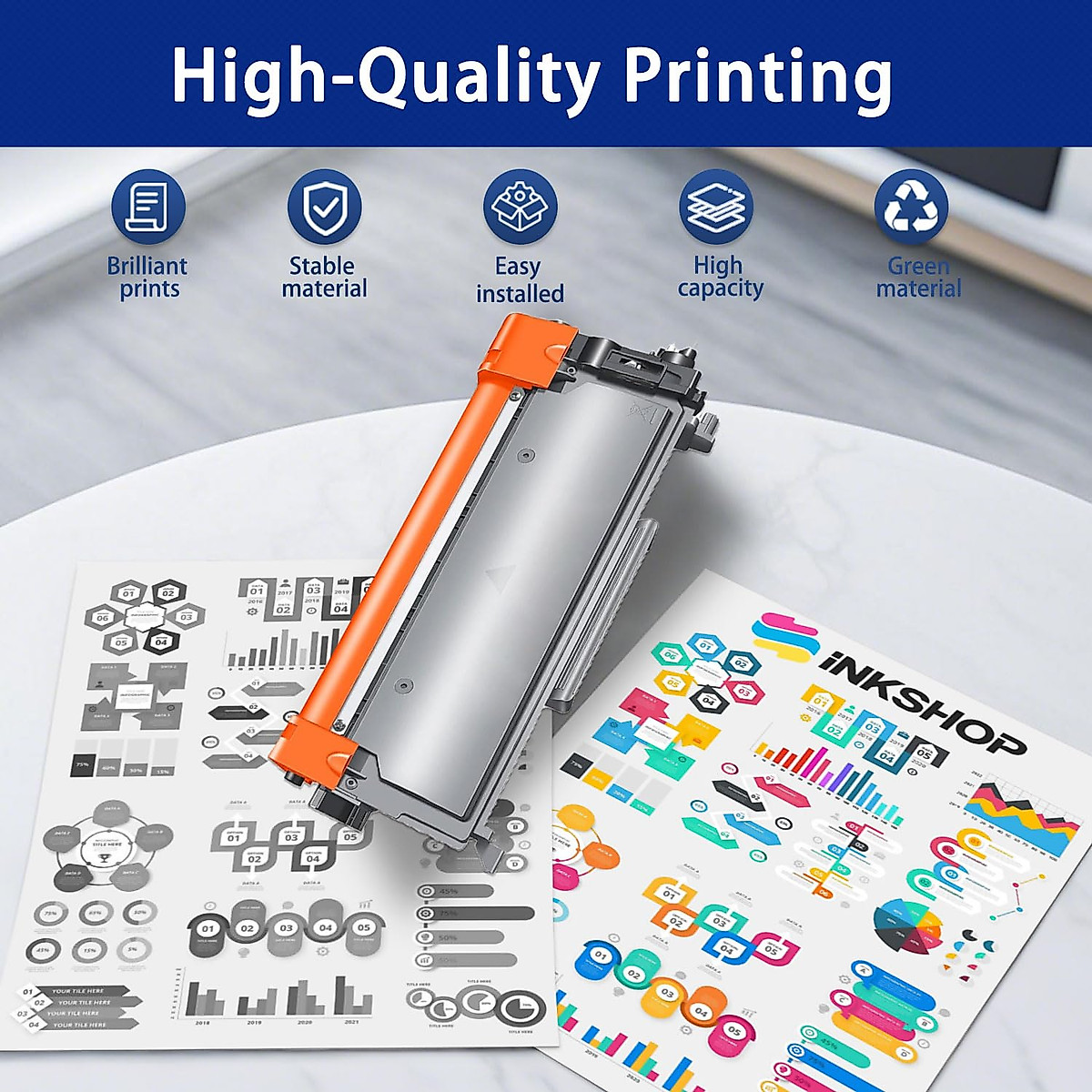 TN450 Compatible TN-450 Black High Yield Toner Cartridge Replacement for Brother TN-450 DCP-7060D DCP-7065DN Intellifax 2840 HL-2132 Toner.(2 Pack)