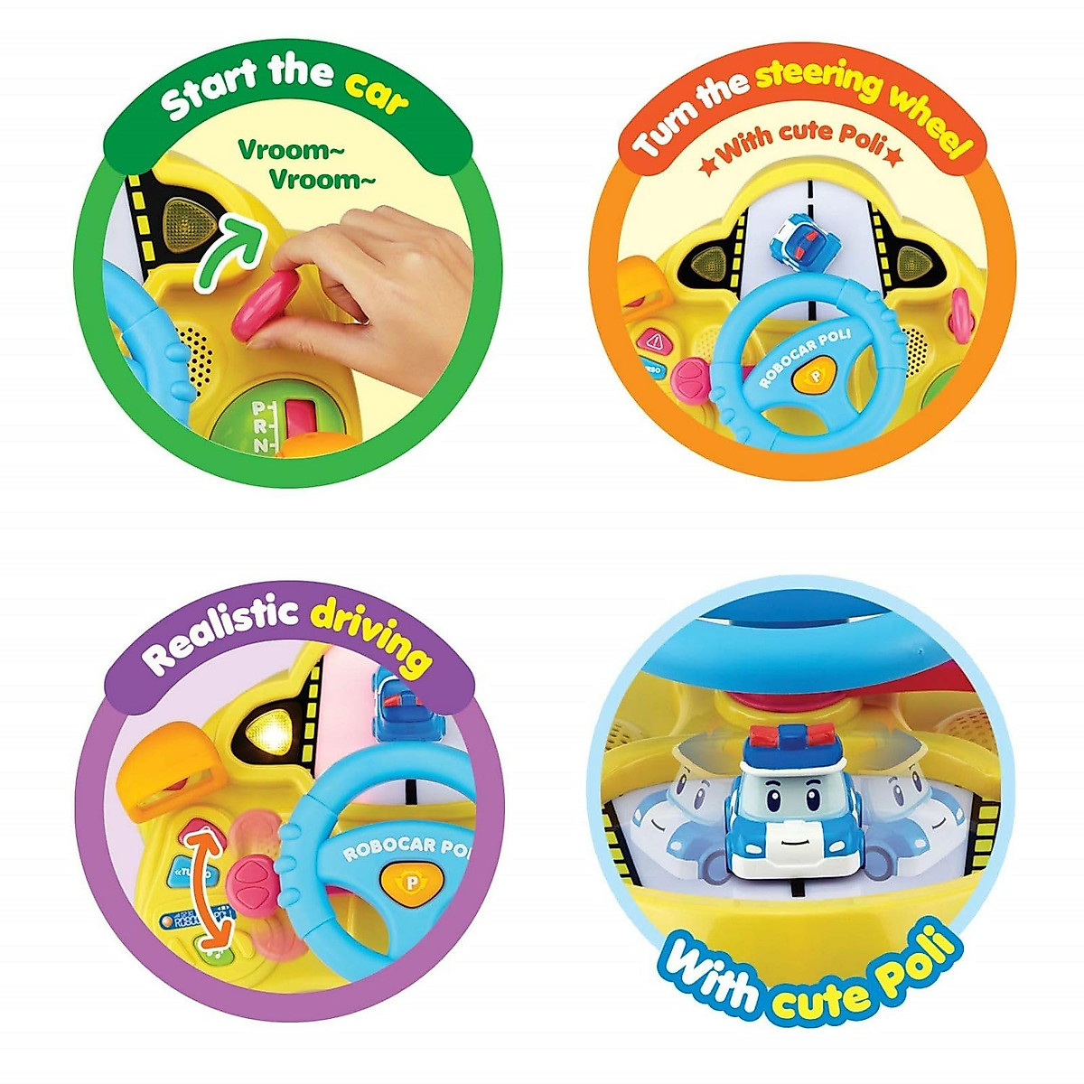 Robocar Poli Steering Wheel Toy, Musical Pretend Play Driving Toy for Baby Driver, My First Driving Educational Turn and Learn Toy, Simulation Racing Wheel Toy for Preschool Kid Toddler Age 1-3