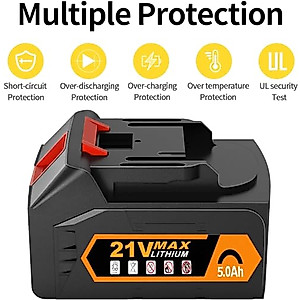 EKACO 21V Lithium Battery 5.0Ah Li-ion Battery Long Life Battery Work Cordless Leaf Blower