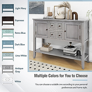 Harper & Bright Designs Buffet Table Kitchen Storage Buffet and Sideboard Console Tables with Four Storage Drawers Two Cabinets and Bottom (Antique Grey)