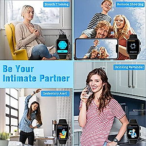 Smart Watch for Women (Answer/Make Call),1.81" Touch Screen Bluetooth Smartwatch for Android iOS Phones,IP67 Waterproof Fitness Watch Call/Text/Heart Rate, Sports Tracker Watch for Men Women Black