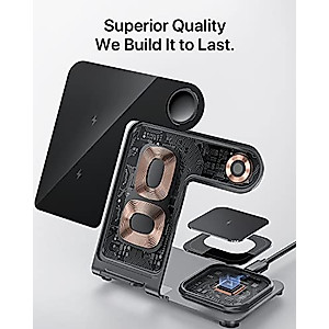 Intoval Charging Station for Apple iPhone/Watch/Airpods, 3 in 1 Wireless Charger for iPhone 15/14/13/12/11/XS/XR/XS/X/8, iWatch 9/Ultra 2/8/Ultra/7/6/SE/5/4/3/2, Airpods Pro2/Pro1/3/2/1 (Y9,Grey)