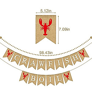 Pudodo Jute Burlap Crawfish Boil Banner Rustic Summer Lobster Birthday Party Mantle Fireplace Decoration