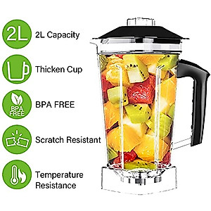 GEMAT Professional Countertop Blender with 1400-Watt Base, Smoothie Blender ,Built-in Timer ,High Power Blender 2L Cups for Frozen Drinks ,Shakes and Smoothies