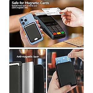 LCYATSI Magnetic Card Wallet Holder with MagSafe for iPhone 12/13/14 Mini/Plus/Pro/Max, Magnetic Cell Phone Wallet Card Holder for Magsafe Compatible with Most of Cell Phone Black