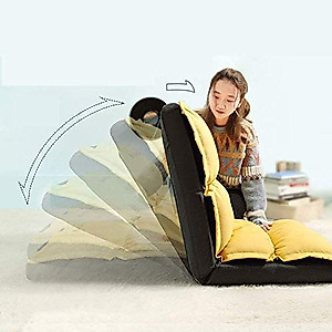 GYDJBD Adjustable Mesh Floor Beanbag Chair, Multi-Angle Thick Lazy Sofa, Cushioned Multifunctional Backrest Support (Color : Yellow)