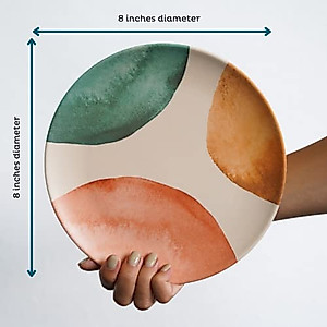 Nook Theory 4-Pack Bamboo Fiber Dinner Plates - Bamboo Plates Reusable, Unbreakable Plates, Food-Grade - Dishwasher Safe Plates - Kids Plates, Toddler Plates for Home - (Duo Plates + Salmon Bag)