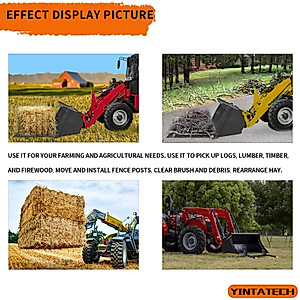 YINTATECH 60" 2000lbs Clamp on Pallet Forks Heavy Duty Tractor Forks with Adjustable Stabilizer Bar Tractor Bucket Forks for Tractor Attachments, Skid Steer, Loader Bucket