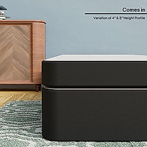 Mattress Solution, 4-Inch Sturdy Box Spring for Mattress Support-Durable and Fully Assembled, Natural Wood Foundation for Full XL, Black