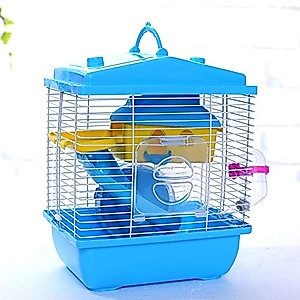 GFHFG Pet Cage Hamster with Transparent Skylight Double Layer House for Hamster Golden Hamster Pet Blue