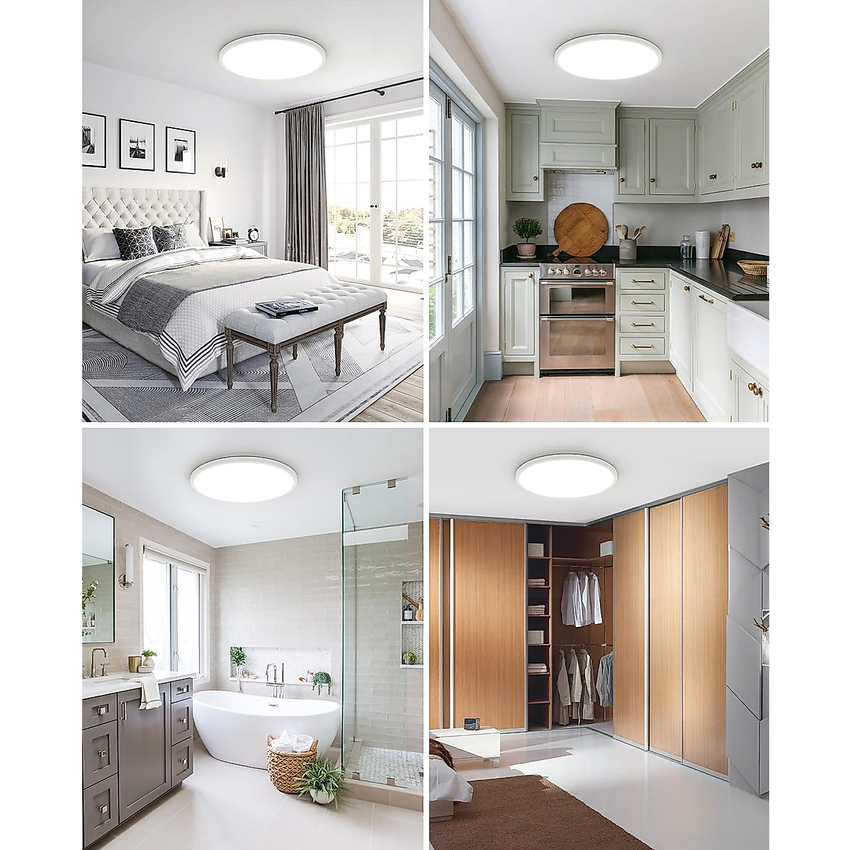 6PACK LED Flush Mount Ceiling Light Fixture, 12Inch 28W Ceiling Light, Dimmable & 3000K/4500K/6000K 3 Color Adjustable Round Ceiling Light 3200LM Low Profile Ceiling Light Fixtures for Kitchen Bedroom