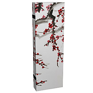 Red Lantern 4 ft. Short Double Sided Plum Blossom Canvas Folding Screen 6 Panel Freestanding Partition and Separator for Modern and Contemporary Bedroom, Home Office, Studio, Dorm, Apartment