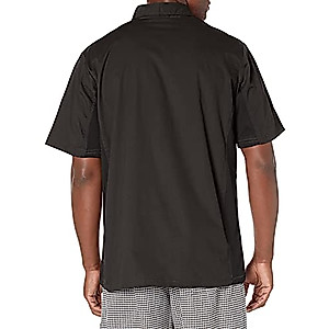 Chef Code Men's Utility Work Shirt with Button Front and Vent Side Panels, Black, X-Large