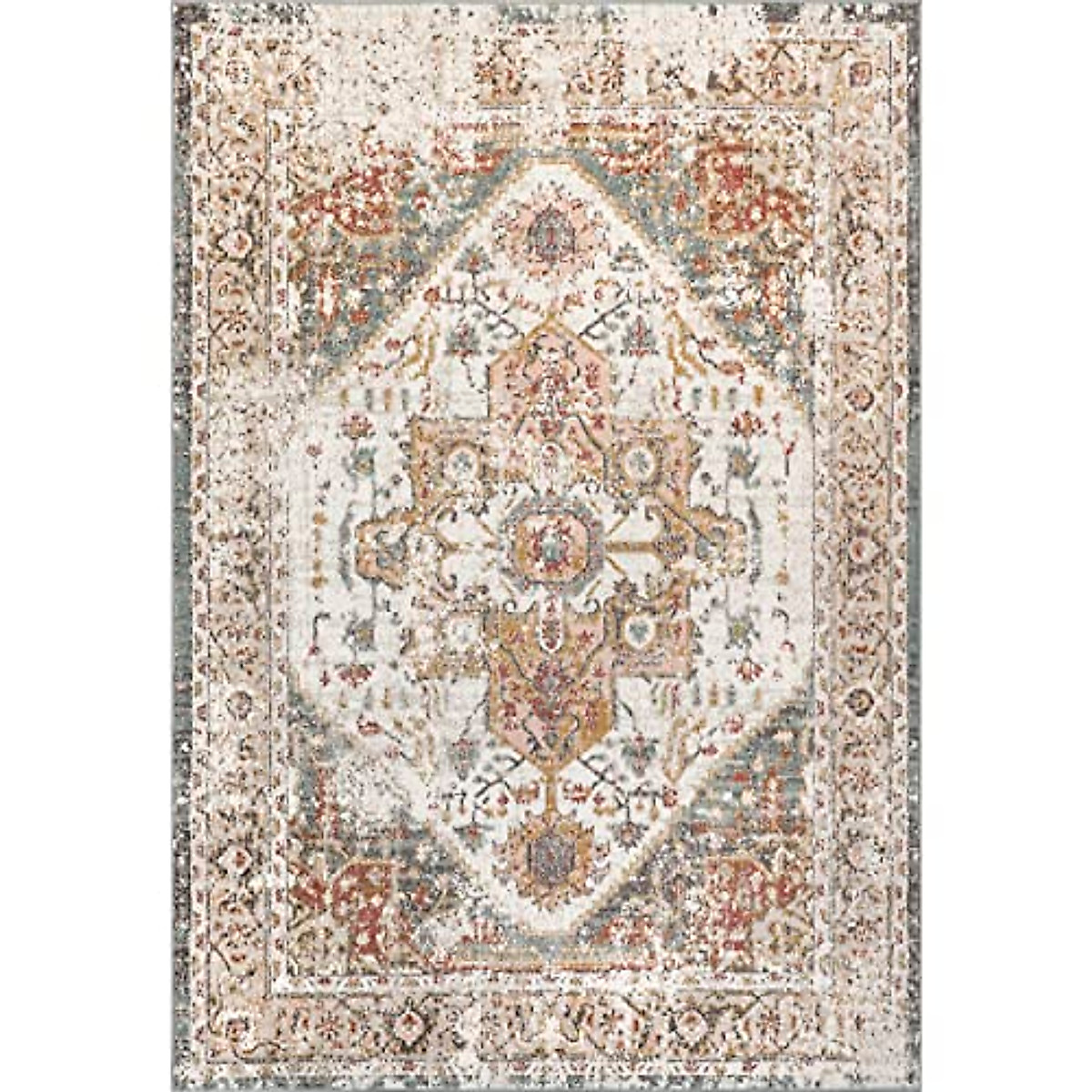 nuLOOM Justine Vintage Medallion Area Rug, 6' 7" x 9', Beige