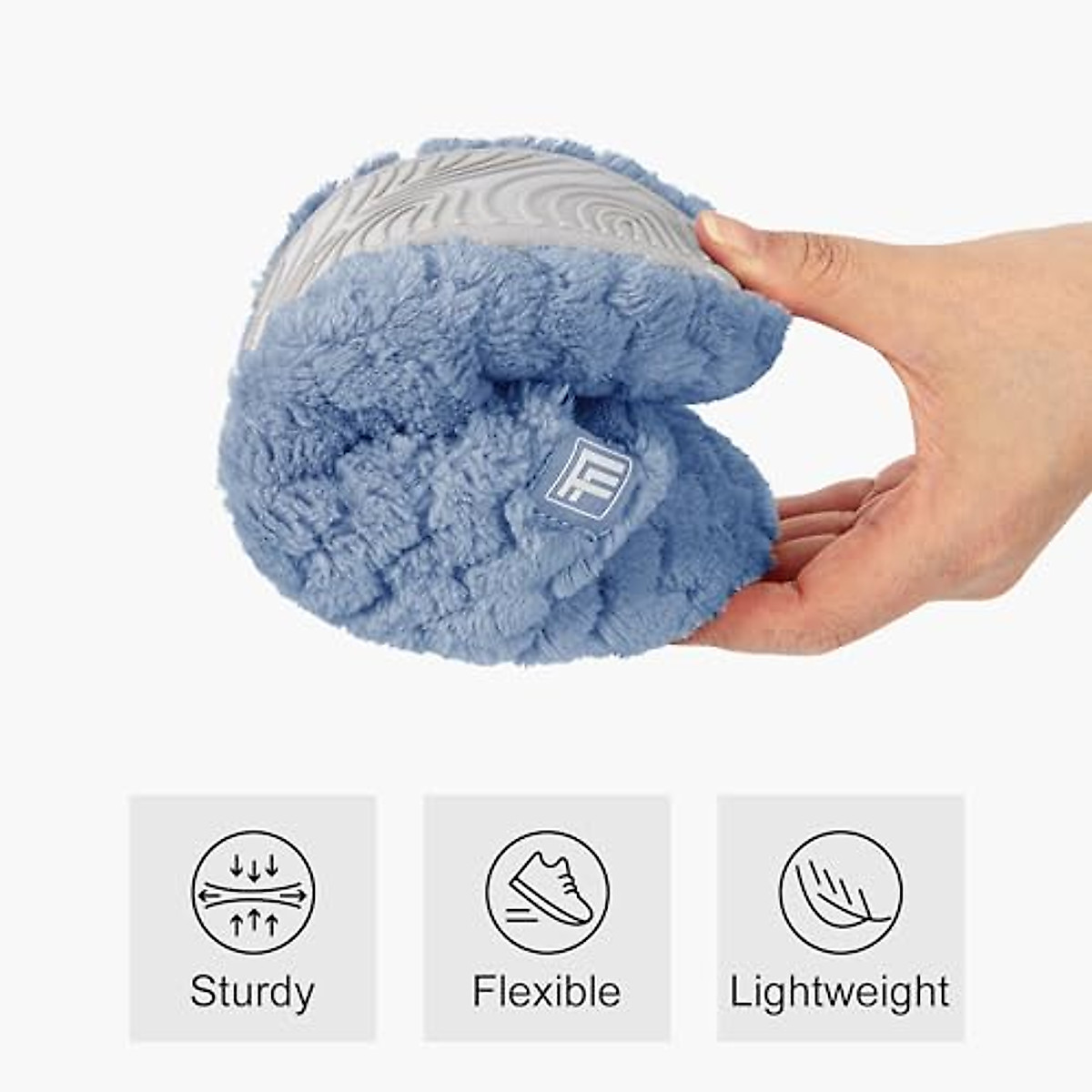 FamilyFairy Women's Memory Foam Slippers Lightweight Cozy Closed Back Slippers Washable House Shoes Indoor Outdoor Blue, 8-9