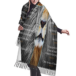 Bible Verse Christian Lion Prayer Religious Scarf Pashmina Shawls Wraps Evening Dress Bridesmaid Wedding Bridal Scarves, 77''x27'' (WJ0620R02)