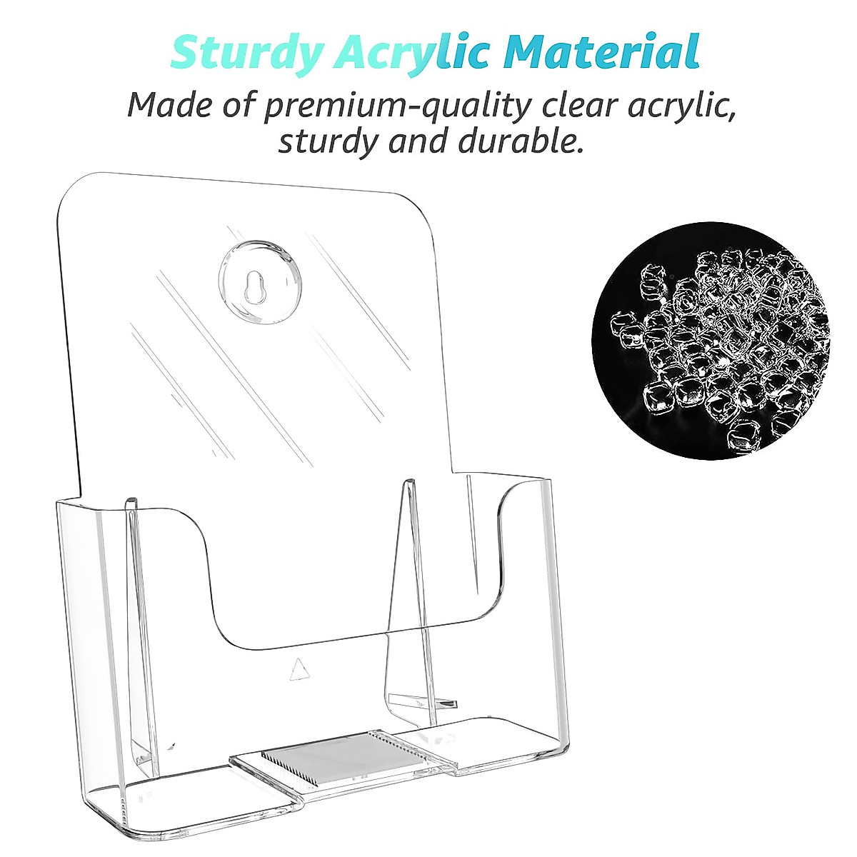 MaxGear Acrylic Brochure Holder 6 x 8 inch, Display Stand Plastic Flyer Holders, for 5.5 x 8.5 inch, 5 x 7 inch Menu Clear Literature Trifold Pamphlet Magazine Holders Countertop or Wall Mount, 2 Pack