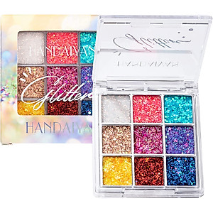 Glitter Eyeshadow Palette Makeup 9 Colors Body Glitter Glue Gel Palette Colorful Shimmer Sparkle Eyeshadow Long Lasting Highly Pigmented Waterproof Professional Glitter Eyeshadow Rainbow Face Paint