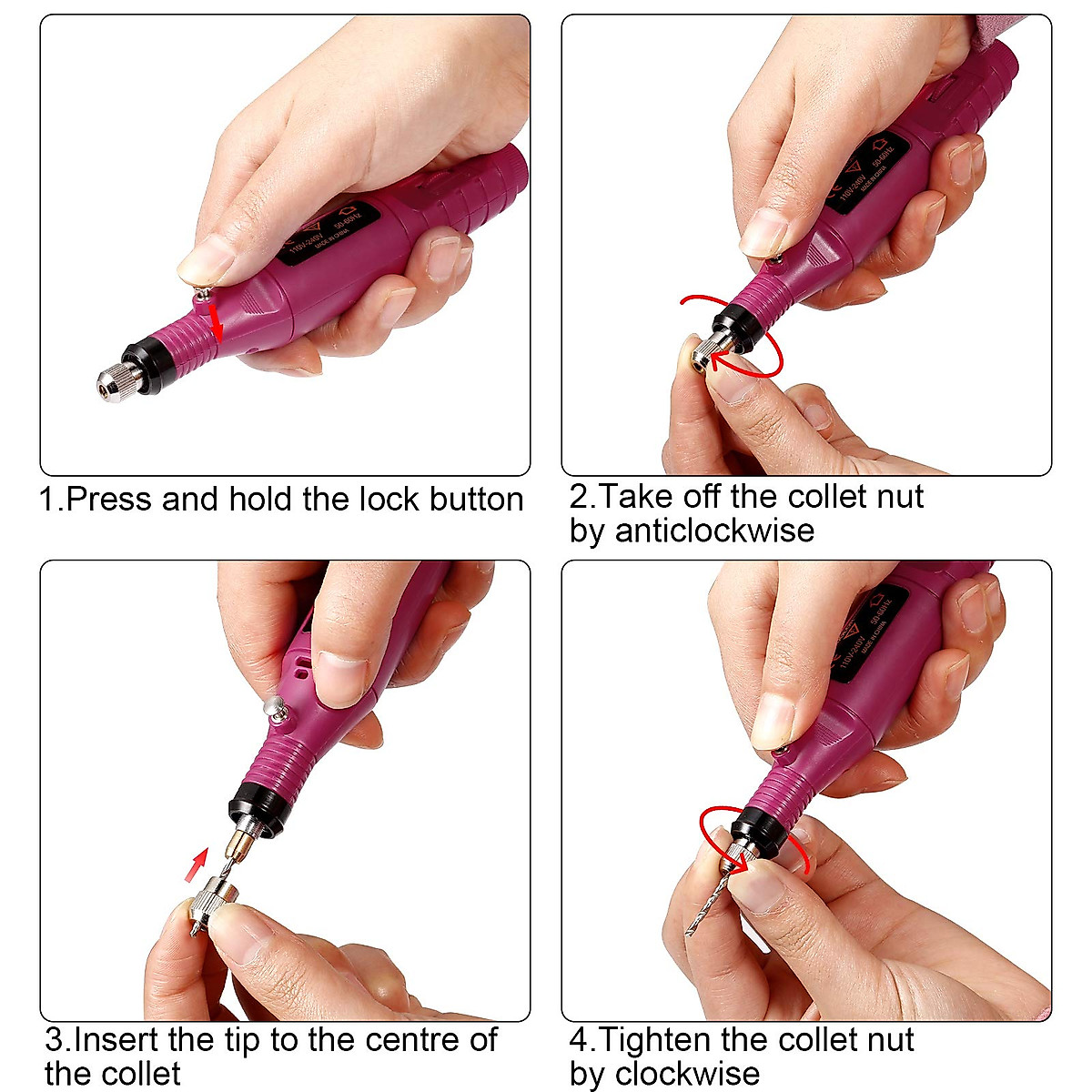 Uolor Electric Corded Hand Drill Kit, Electrical Pin Vise Set with 17Pcs Drill Bits 10Pcs Collet and 200Pcs Screw Eye Pin for Wood Resin Plastic Polymer Clay Keychain Pendant Earring Jewelry Making