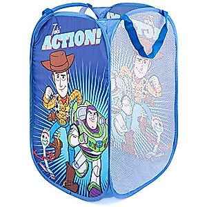 Disney Pixar Toy Story Pop Up Hamper - Mesh Laundry Basket/Bag with Durable Handles - Features Woody, Buzz Lightyear & Forky (Official Disney Product)