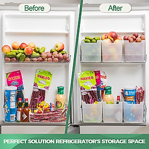 Set of 6 Refrigerator Organizer Bins, Door Shelf Basket Storage Bins for Fridge, Counter, Cabinet, Pantry Kitchen Organization and Food Storage - Plastic Organizers Bin, BPA Free