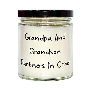 Brilliant Grandson Gifts, Grandpa and Grandson Partners in Crime, Birthday Scent Candle for Grandson from Grandpa, Perfect Gifts for Grandson, Best Gifts for Grandson