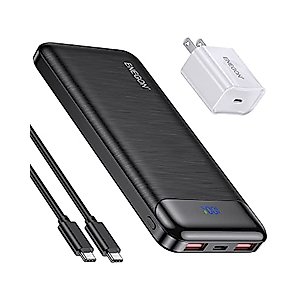 ENEGON 10000mAh Power Bank Fast Charging 12V/1.65A(PD 20W Max) with USB-C Wall Plug, Portable Chargers Slim Cell Phone External Battery Pack for iPhone 14 13 12 11 Pro Max Plus XR SE