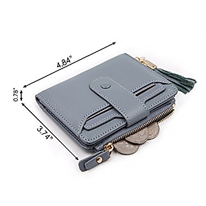 ZOOEASS Women's RFID Mini Soft Leather Bifold Wallet With ID Window Card Sleeve Coin Purse(blue)