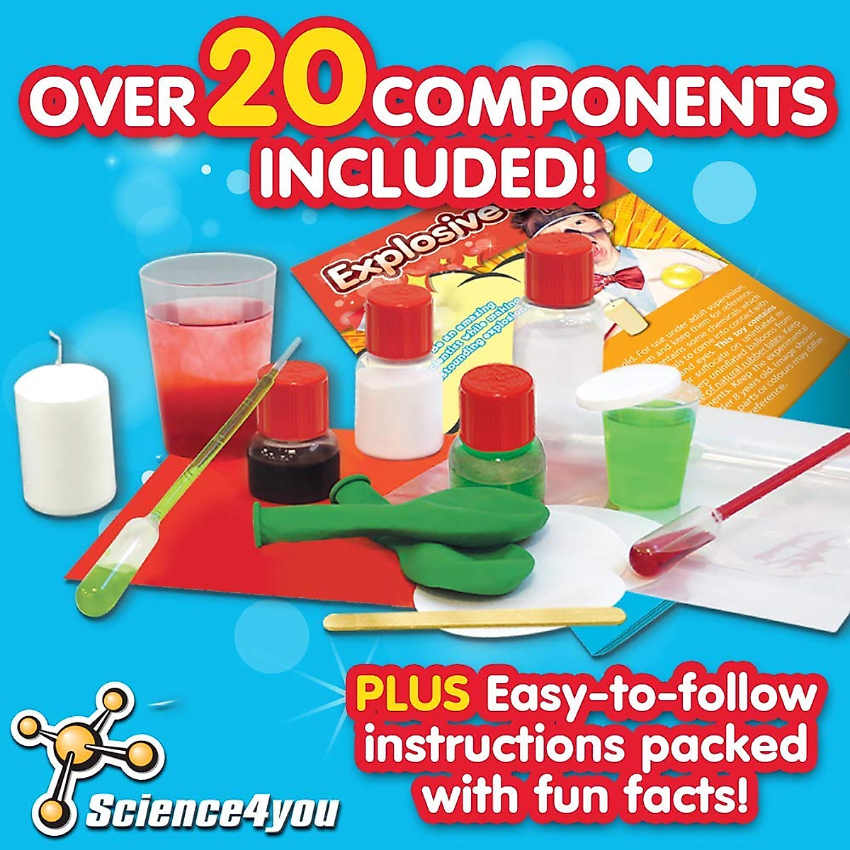 PlayMonster Science4you — Kaboom-Explosive Science — 14 Explosive Experiments About Chemistry — Fun, Education Activity — for Kids Ages 8+