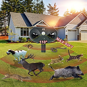 Generic Solar Animal Repeller Outdoor - Waterproof Pest Repellent for Cat, Rabbit, Rat, Mouse, Deer, Squirrel, Dog, Raccoon, Snake, Mole, Skunk, Rodent, Dark Green