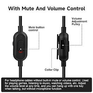 Headphone Extension Cable, 3.5mm Male to Female Stereo Audio Cable Lossless Audio Sound Premium Audio Cord Extension Cable Gold Plated Jack with Mute & Volume Controls