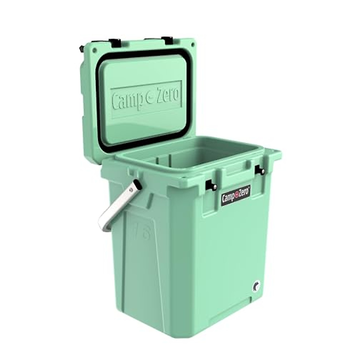 CAMP-ZERO 16L Tall Cooler/Ice Chest with 2 Molded-in Cup Holders & Folding Aluminum Handle | Thick Walled, Freezer Grade Cooler with Secure Locking System & Removable Divider (Mint Green)