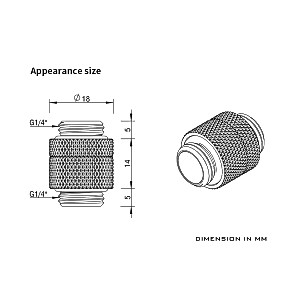 Barrow G1/4" Male To Male Extender Fitting, Rotary, Black
