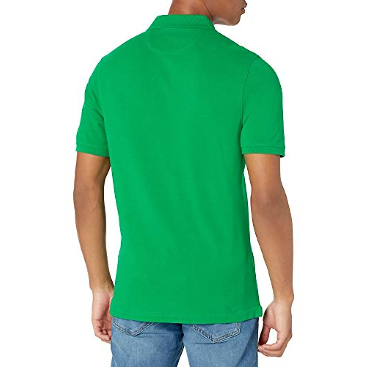 Amazon Essentials Men's Slim-Fit Cotton Pique Polo Shirt, Green, Large