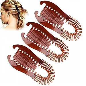 2023 New Banana Hair Clips for Women – 3Pcs Banana Clips Hair for Thick Hair, Interlocking Banana Comb Stretch Flexible Hair Combs Clips Flexible Ponytail (3Pcs Brown)