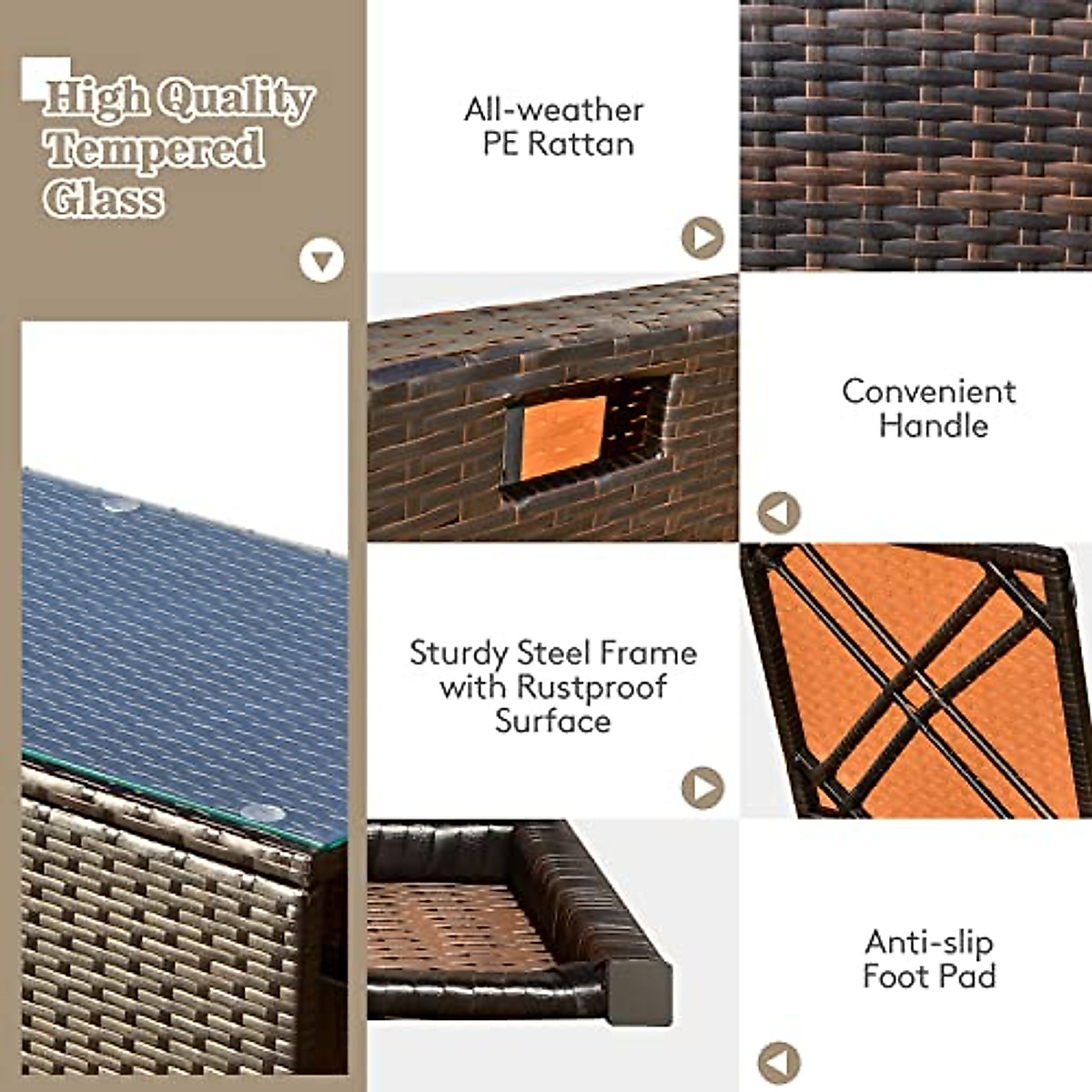 Tangkula 8 Piece Patio Furniture Set, Patiojoy Outdoor Space Saving PE Rattan Sectional Sofa Set for 6 with Waterpfoor Cover, for Garden, Deck, Poolside and Balcony (Turquoise)