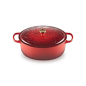 Le Creuset Enameled Cast Iron Noel Collection Signature Oval Dutch Oven, 6.75 qt., Applique w/Gold Knob