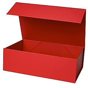 WRAPAHOLIC 1 Pcs 13.8x7.9x4.7 Inches Red Gift Box with lids - Collapsible Gift Box with Magnetic Closure and 2 Pcs White Tissue Paper, Perfect for Birthday, Party, Holiday, Wedding, Graduation