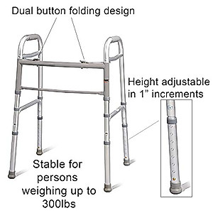 Carex Lightweight Folding Walker for Seniors, Adult Walker, Portable Medical Walker with Adjustable Height, 30-37 Inches, Senior Walker and Walker for Adults, Foldable