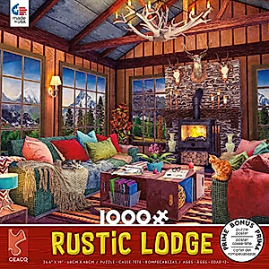 Ceaco - Rustic Lodge - Cozy Fire - 1000 Piece Jigsaw Puzzle, 27 x 20