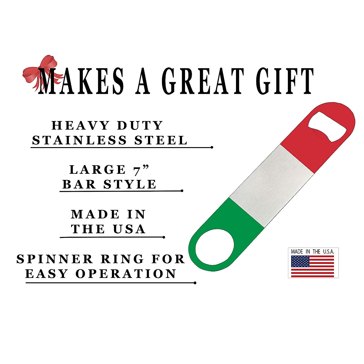 Italy Italian Flag Speed Bottle Opener Heavy Duty Gift