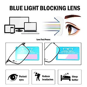 NaNaKo 5 Pack Reading Glasses for Men, Lightweight Blue Light Blocking Metal Frame Mens Readers (Black+Gunmetal+Blue, 1.25)